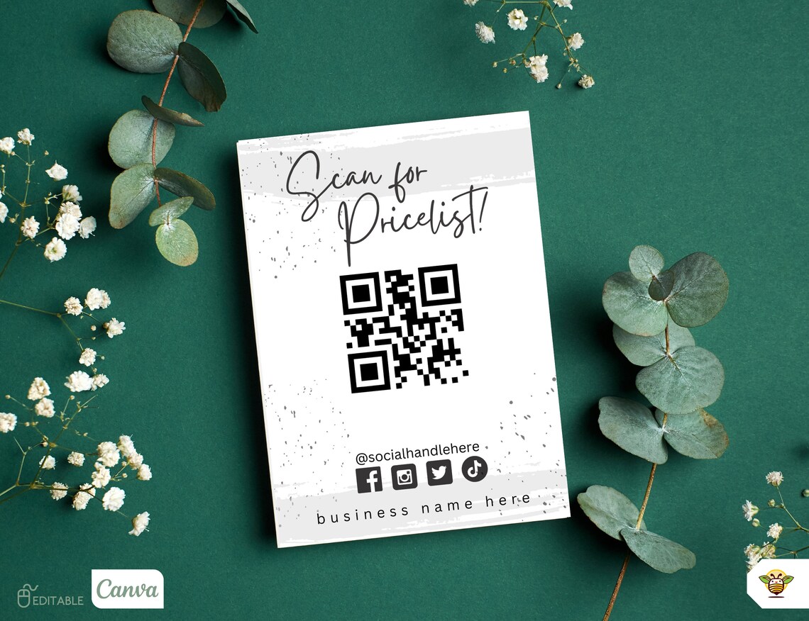 Editable QR Code Signs, Scan for Pricelist, Scan for Appointment, Set ...