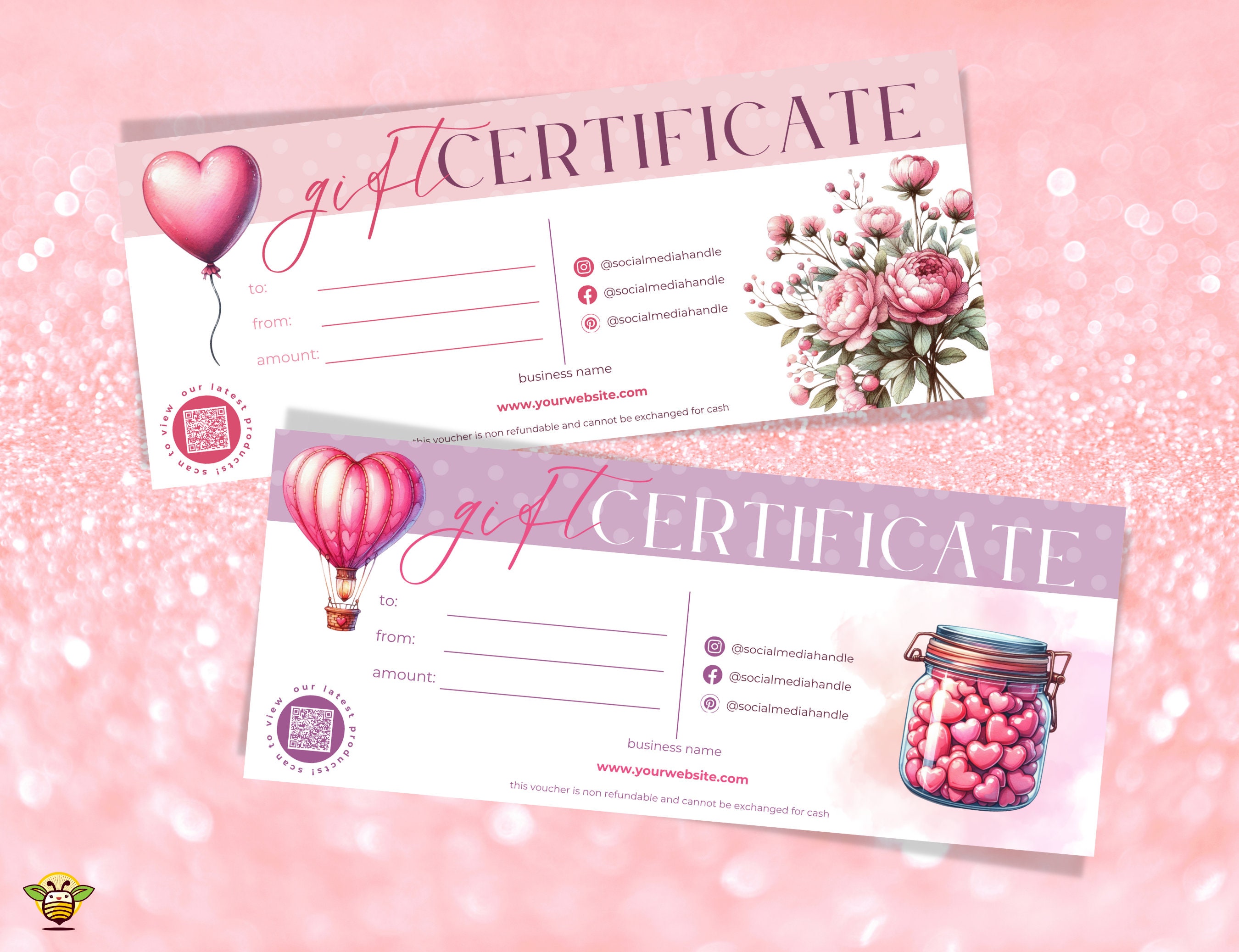 Editable Gift Voucher Template, Gift Certificate Voucher, Valentine ...