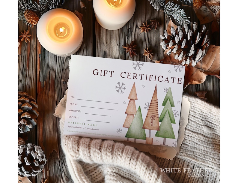 Holiday Gift Certificate Template, Editable Gift Certificate, Farmhouse ...