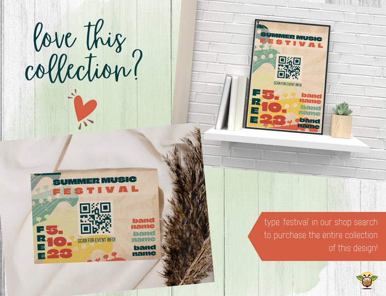 Editable Summer Festival QR Code Postcard Template (canva) - Etsy
