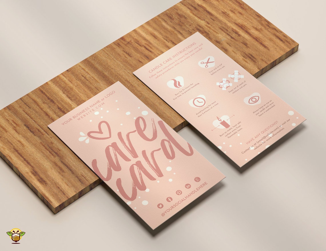 Editable Candle Care Card, Small Business Care Card, Candle Care Card ...