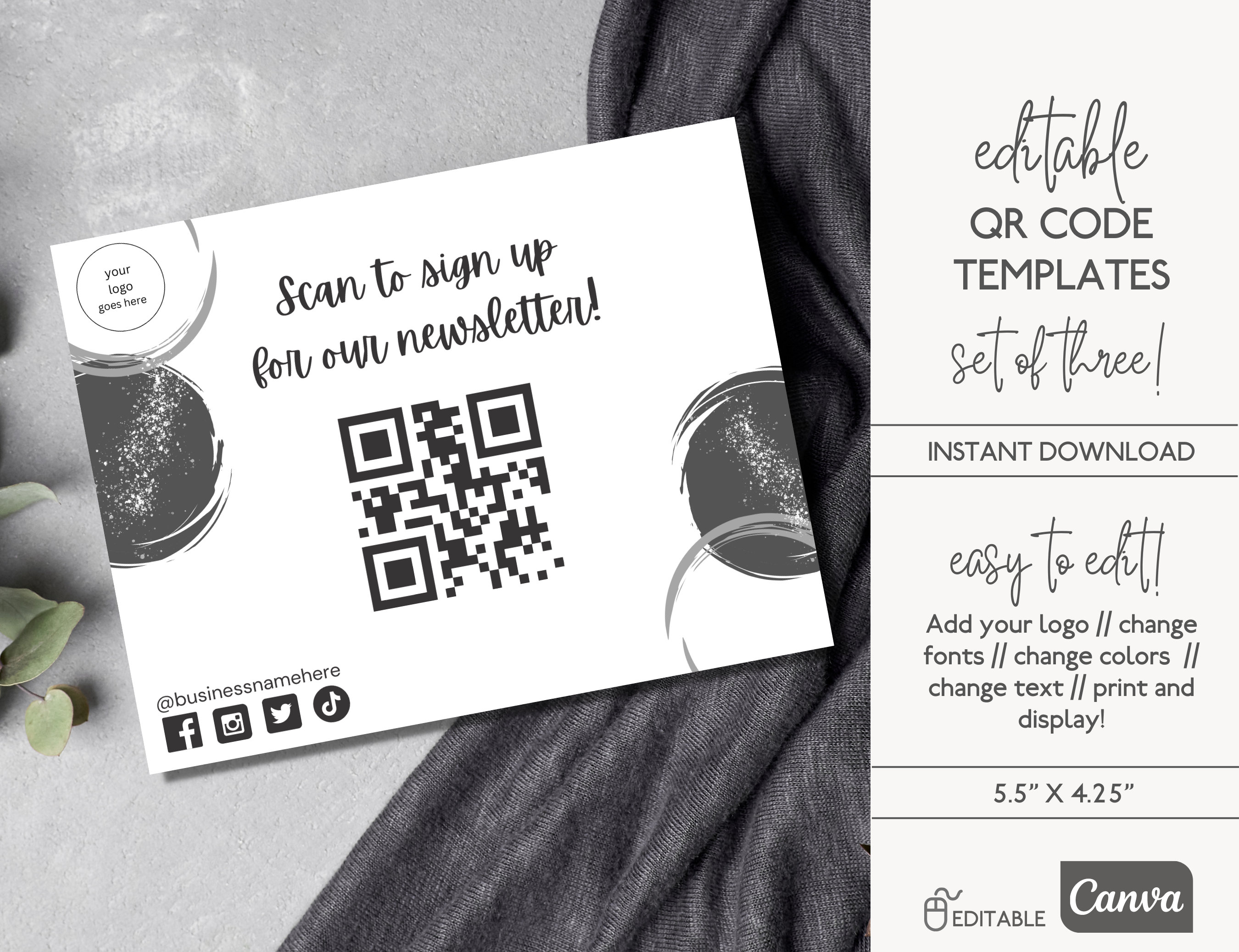 Editable QR Code Signs, Scan for Newsletter Signup, Set of THREE ...