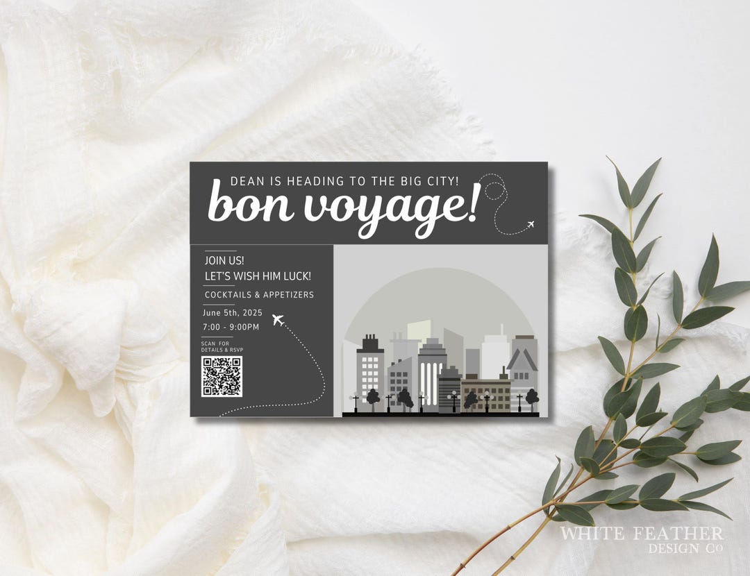 Bon Voyage Party Invitation Template, Modern Farewell (canva Editable ...