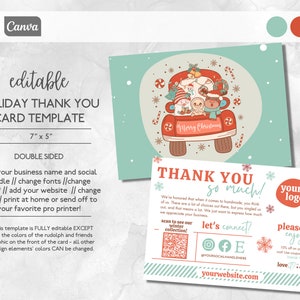 Editable Holiday Packaging Bundle, Thank You Card, Box Label (digital ...