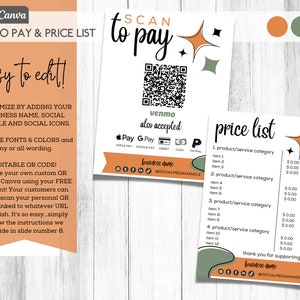 Editable Scan to Pay and Price List Templates, TWO Designs Included ...