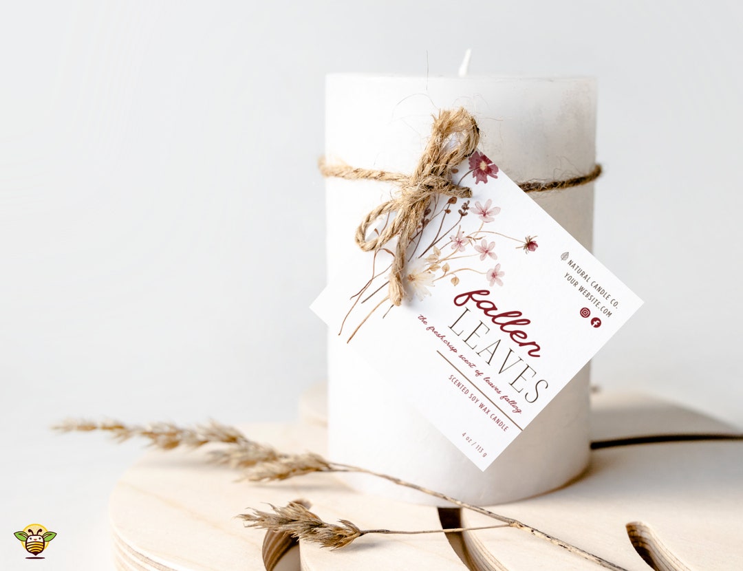 Floral Autumn Candle Hang Tag Template, Set of 4 (digital Download) - Etsy