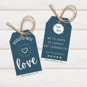 Editable Donation Hang Tag Template, Donation Basket Hang Tag, Tag ...