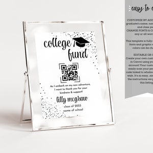Editable QR Code Graduation Sign, Scan to Gift Qr Code Sign Template ...