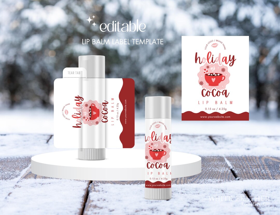 Holiday Lip Balm Label Template, Lip Balm Wrap Packaging, Chapstick ...