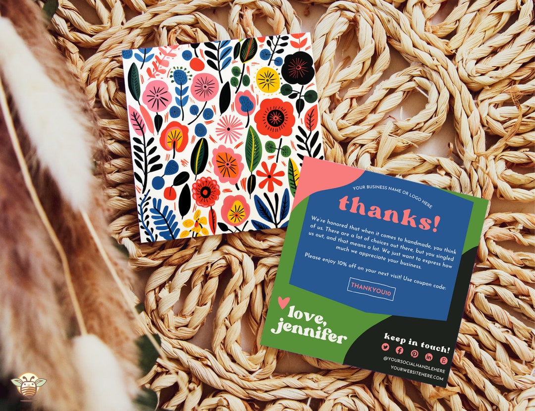 Colorful Thank You Card Template, Frameable Art Thank You Card Template ...