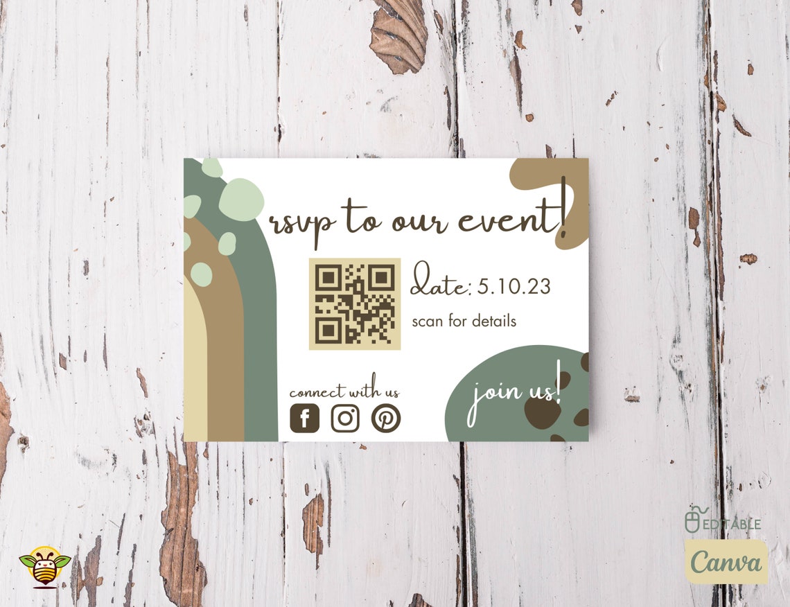 Editable 3 1/2 X 5 QR Code Postcard Template QR - Etsy