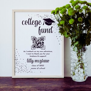 Editable QR Code Graduation Sign, Scan to Gift Qr Code Sign Template ...