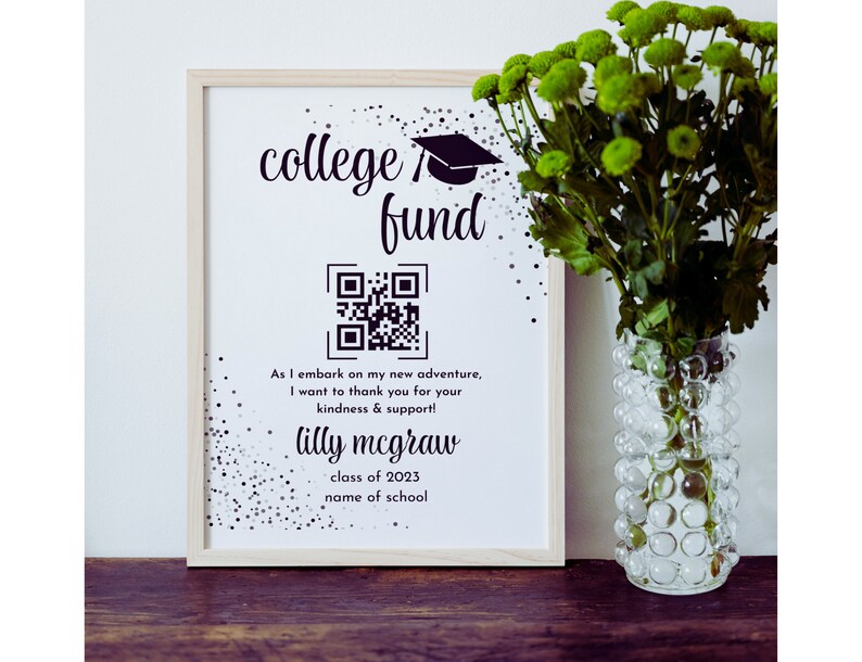 Editable QR Code Graduation Sign, Scan to Gift Qr Code Sign Template ...