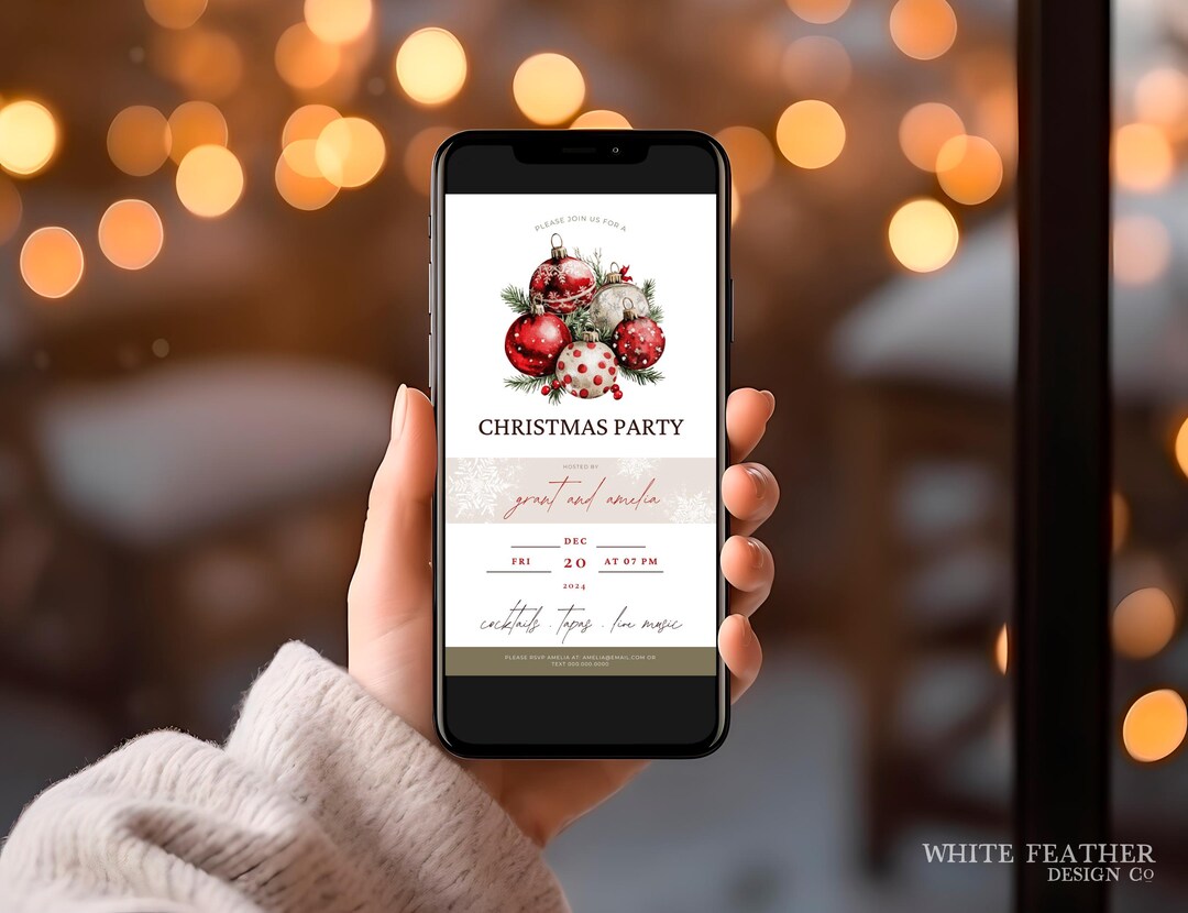 Digital Christmas Party Invitation Template, Textable Christmas Party ...