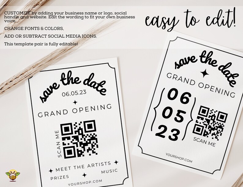 Qr Code Template, Artsy Event Template, Modern Digital Download, Card ...