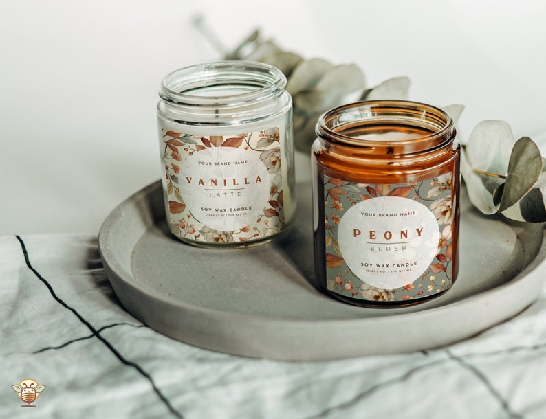 Cottage Core Candle Label Template Bundle, Floral Jar Labels (digital ...