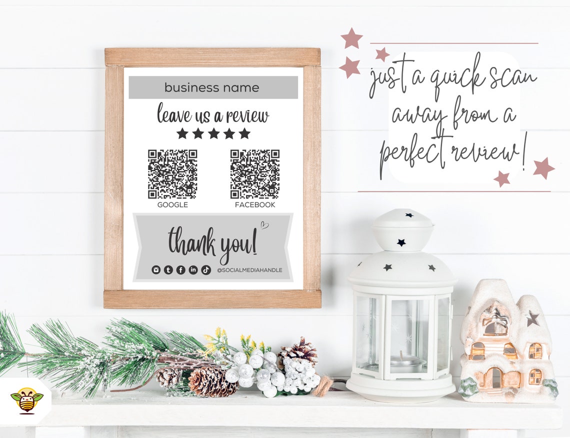 Editable Tip Jar Signs/review, TWO Designs Included, Custom QR Code Tip ...