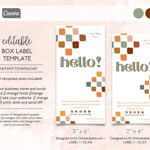 BOHO Box Label Template, Canva Template, Packaging Sticker, Box Sticker ...