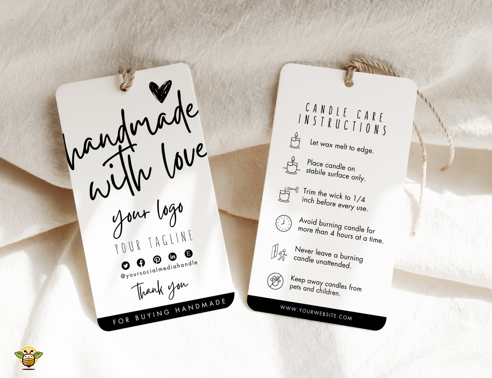 Editable Hang Tag Template, Candle Care Label Template, Label Template, Editable Care Card ...