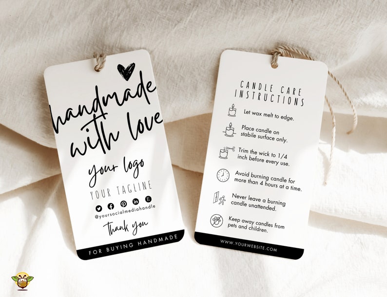 Editable Hang Tag Template, Candle Care Label Template, Label Template, Editable Care Card ...