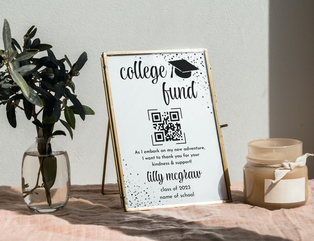 Editable QR Code Graduation Sign, Scan to Gift Qr Code Sign Template ...