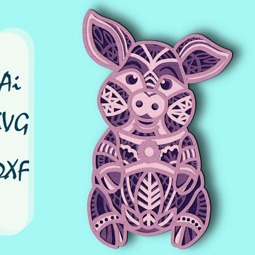 Pig 3D Layer SVG/ Pig 3D Mandala/ Pig Paper Cut/ Plywood Cut - Etsy