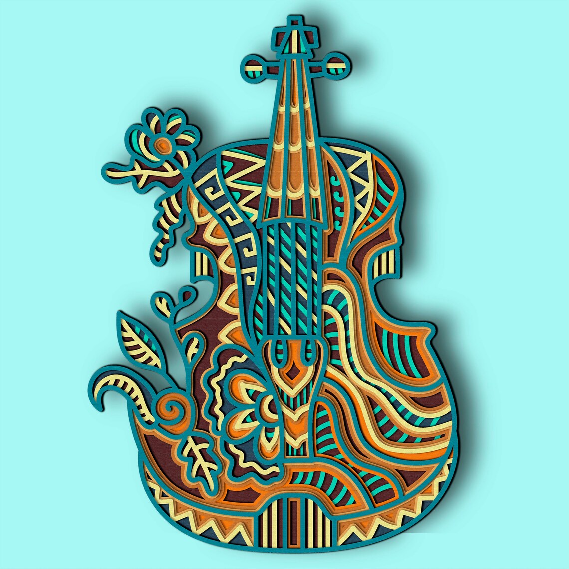 Violin 3D Layer SVG/ Violin 3D Mandala/ Violin Paper Cut/ - Etsy