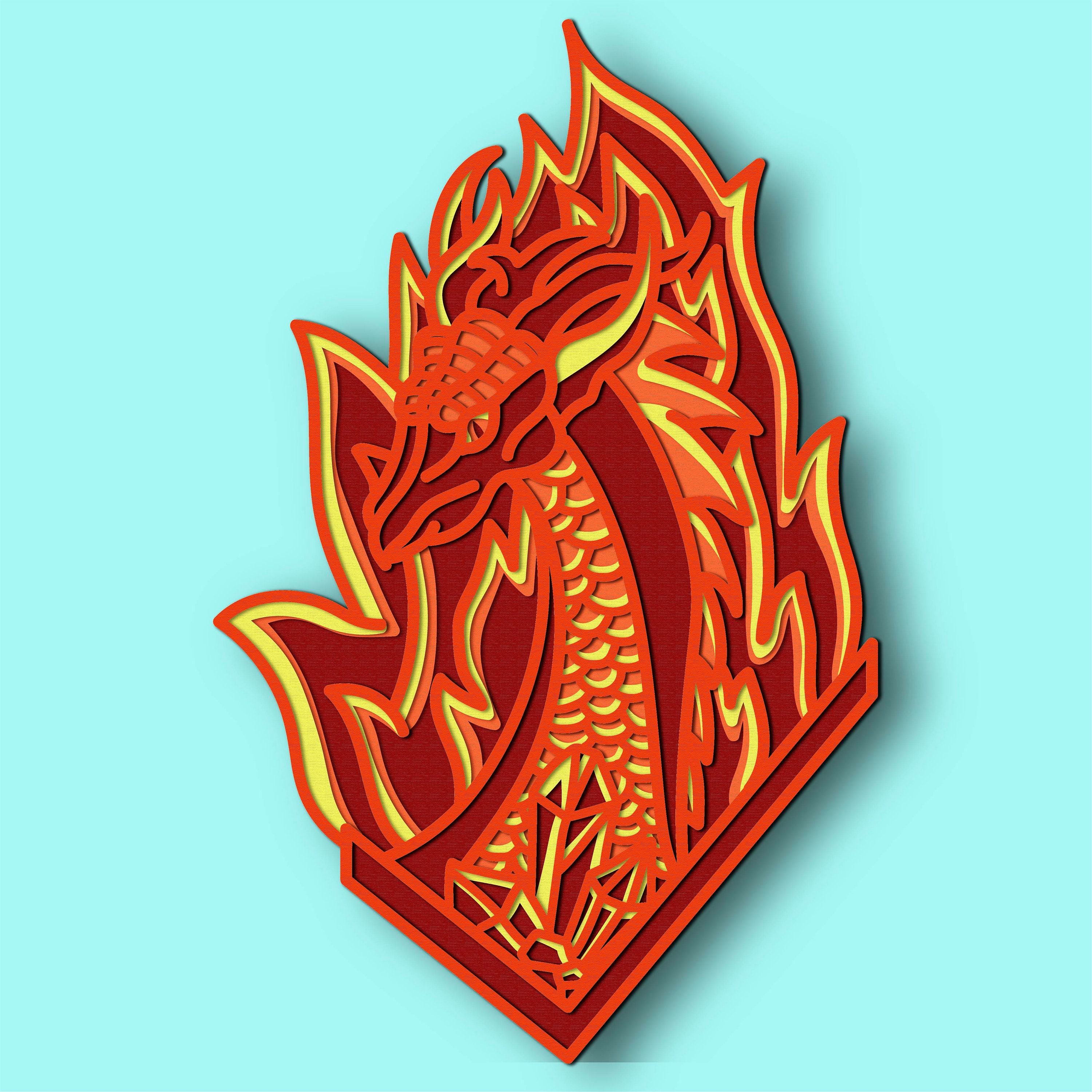 Dragon multilayer SVG/ Dragon cut file/ 3D layer/ Plywood cutting ...