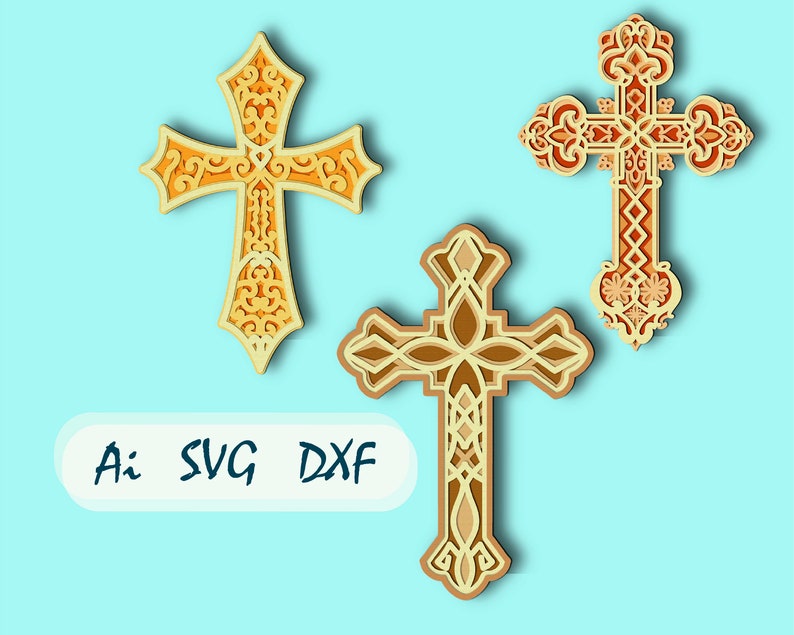 3-design Cross Bundle SVG/ 3D Multilayer Cut File Cricut&glowforge ...