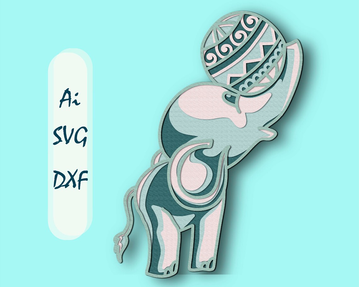 Elephant 3D Layer SVG/ Elephant 3D Mandala/ Elephant Paper | Etsy