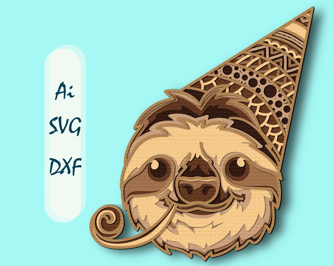 Sloth Multilayer 3D SVG/ Sloth 3D Mandala/ Sloth Paper Cut/ - Etsy