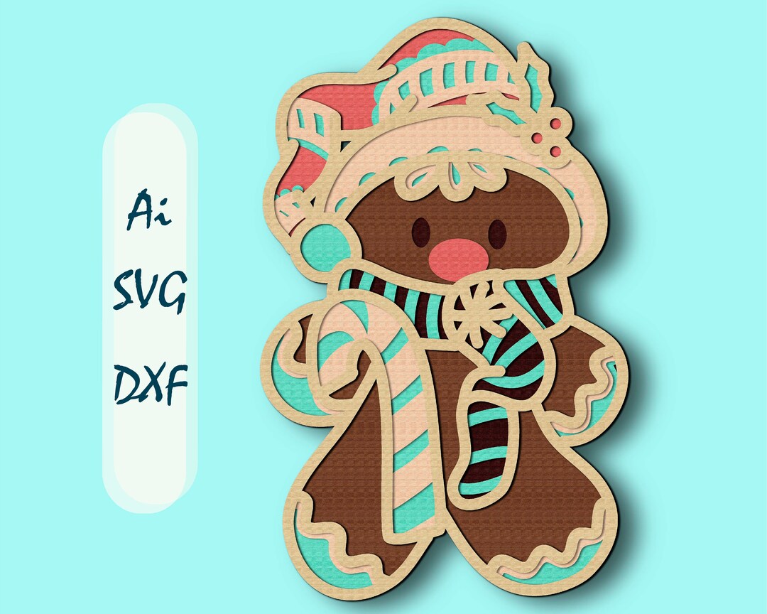 Gingerbread Man Multilayer 3D SVG/ Christmas 3D Mandala/ Christmas ...