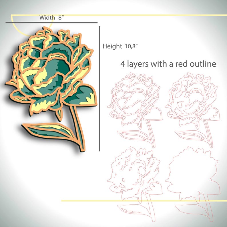 Peony SVG/ Flower Multilayer, Cricut&glowforge, Shadow Box, CNC, Laser ...