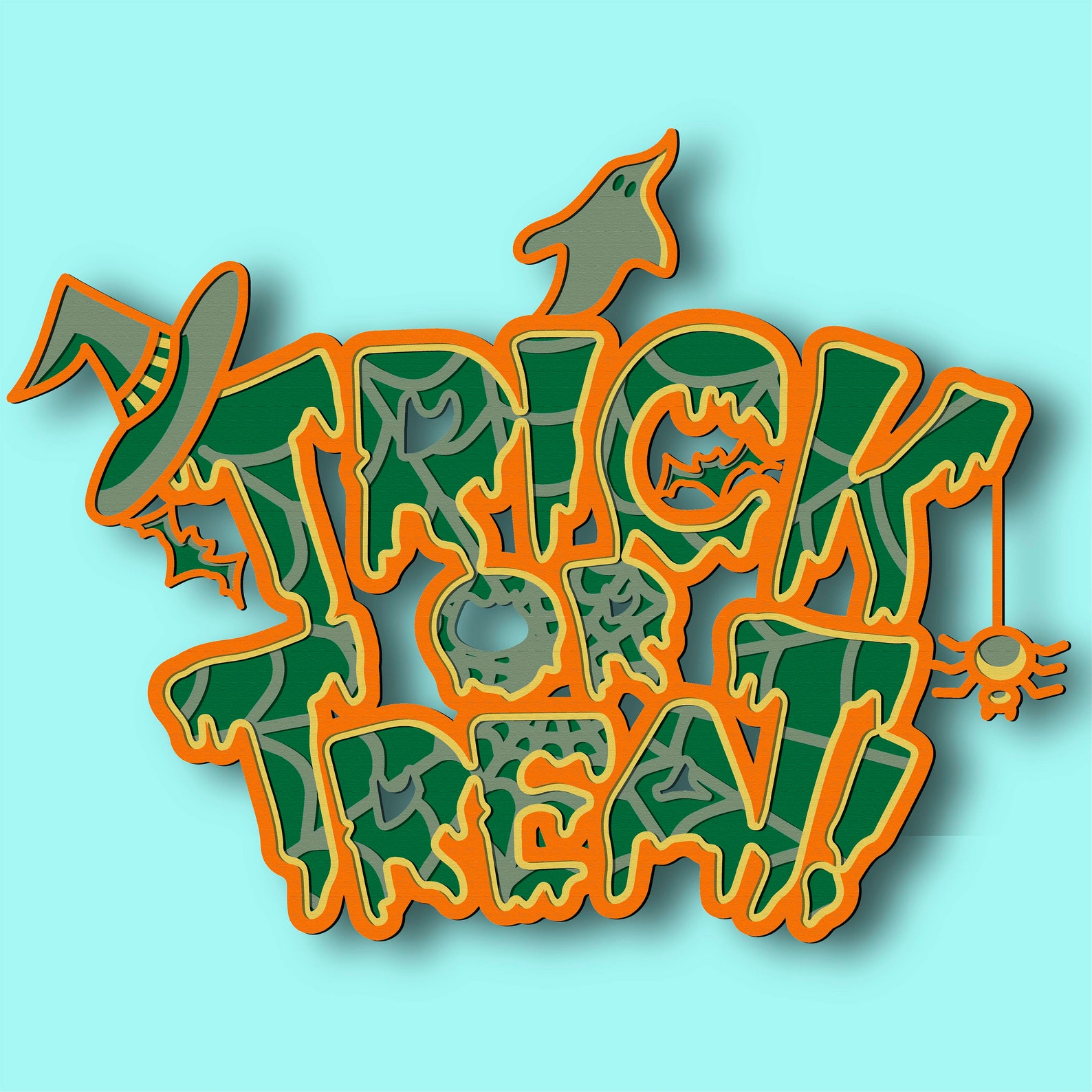 Trick or Treat Multilayer/trick or Treat 3D Layer Svg/halloween 3D ...