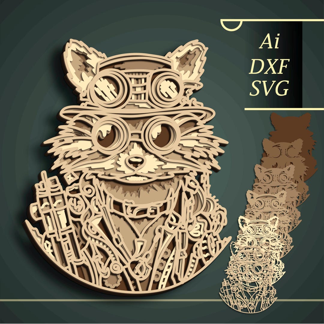 Raccon Multilayer SVG/ Raccon Cnc Cut/diy Home Decor/ Raccon Paper Cut ...