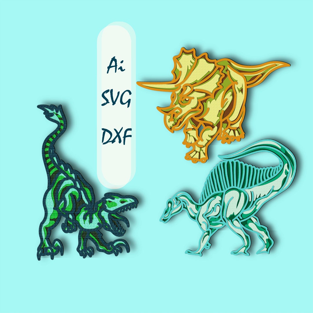 Dinosaurs SVG 3D Layer/ Dinosaur 3D Cut/dinosaur Paper Cut/ Plywood Cut ...