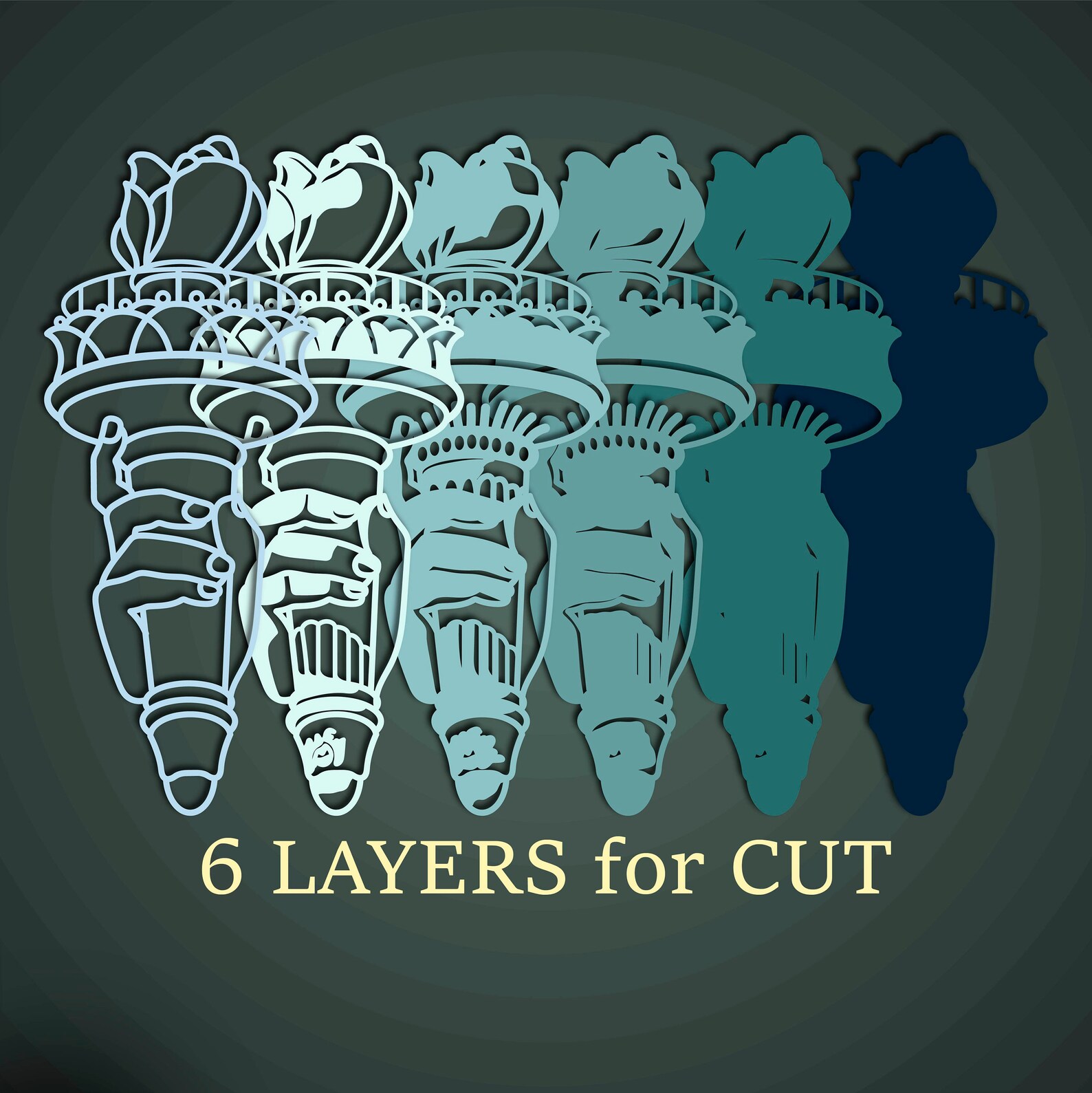 Statue of Liberty 3D Mandala SVG, Plywood Cut File (digital Download ...