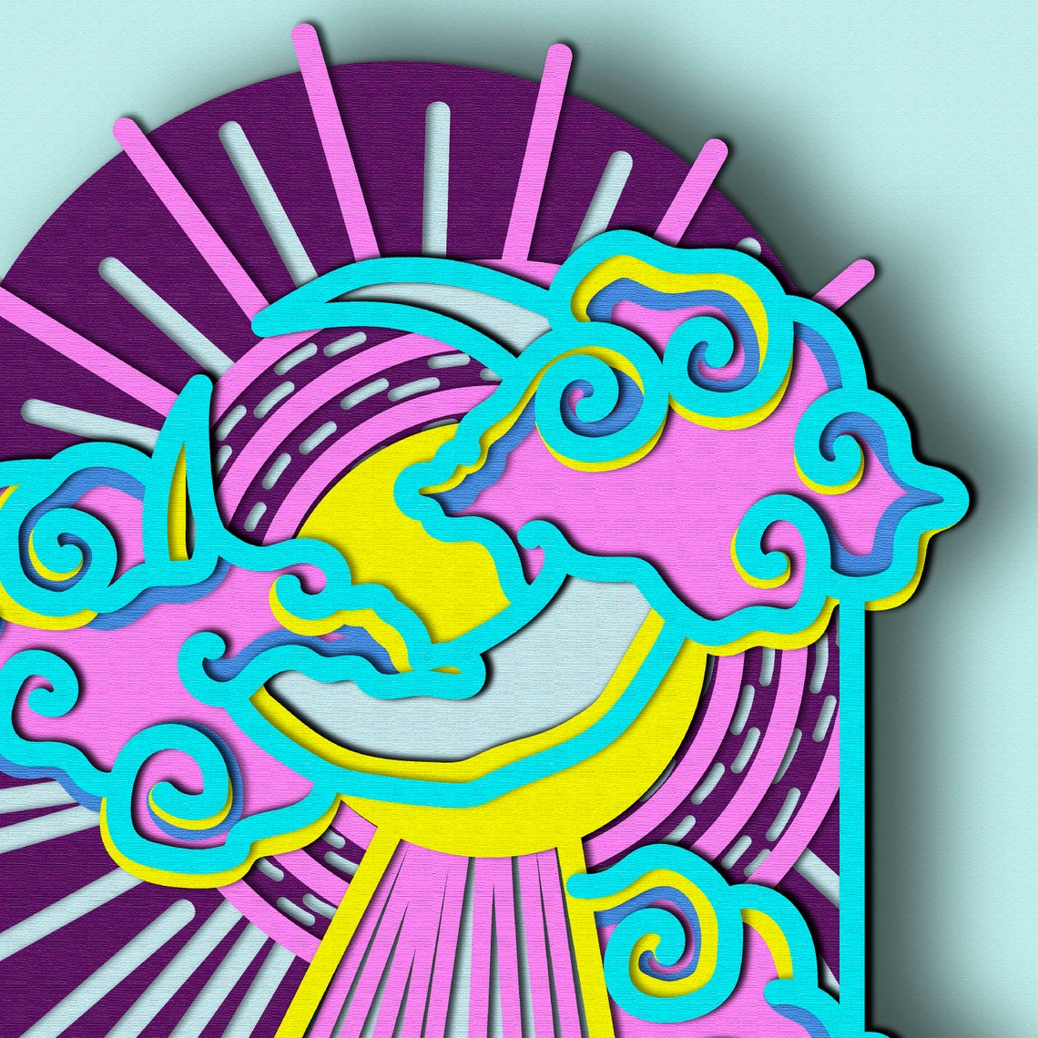 Sun&Moon 3D Layer SVG/ Sun and Moon bundle/ Moon paper cut/ | Etsy