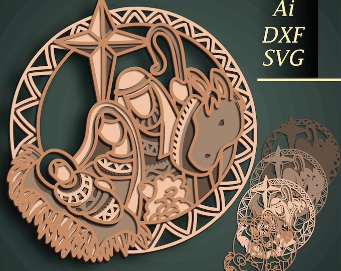 Belén multicapa 3D SVG/Sagrada Familia/Belén cortado 3D/Belén cortado ...