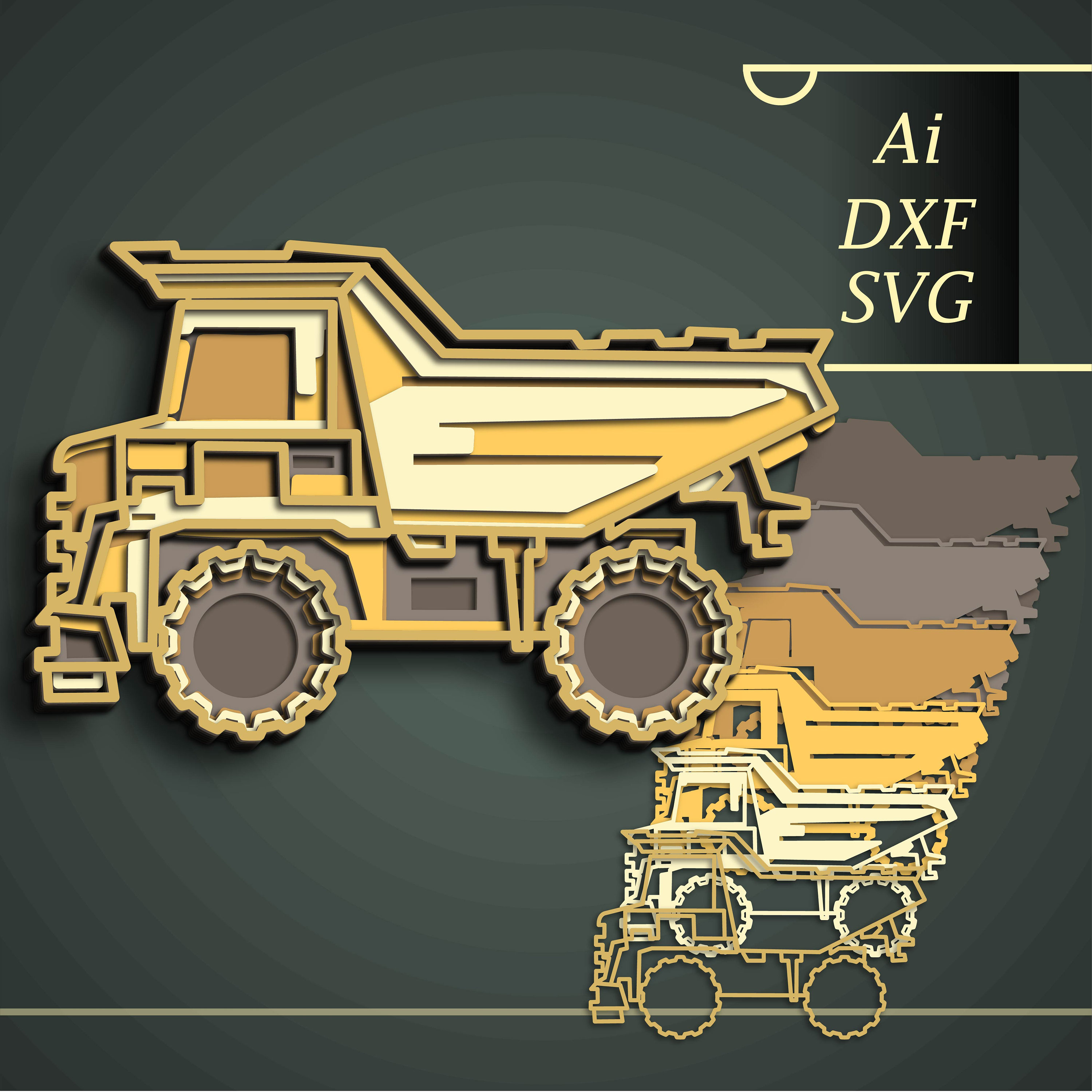 3D Dump Truck SVG, Multilayer Cut File Cricut&glowforge, Layered Shadow ...