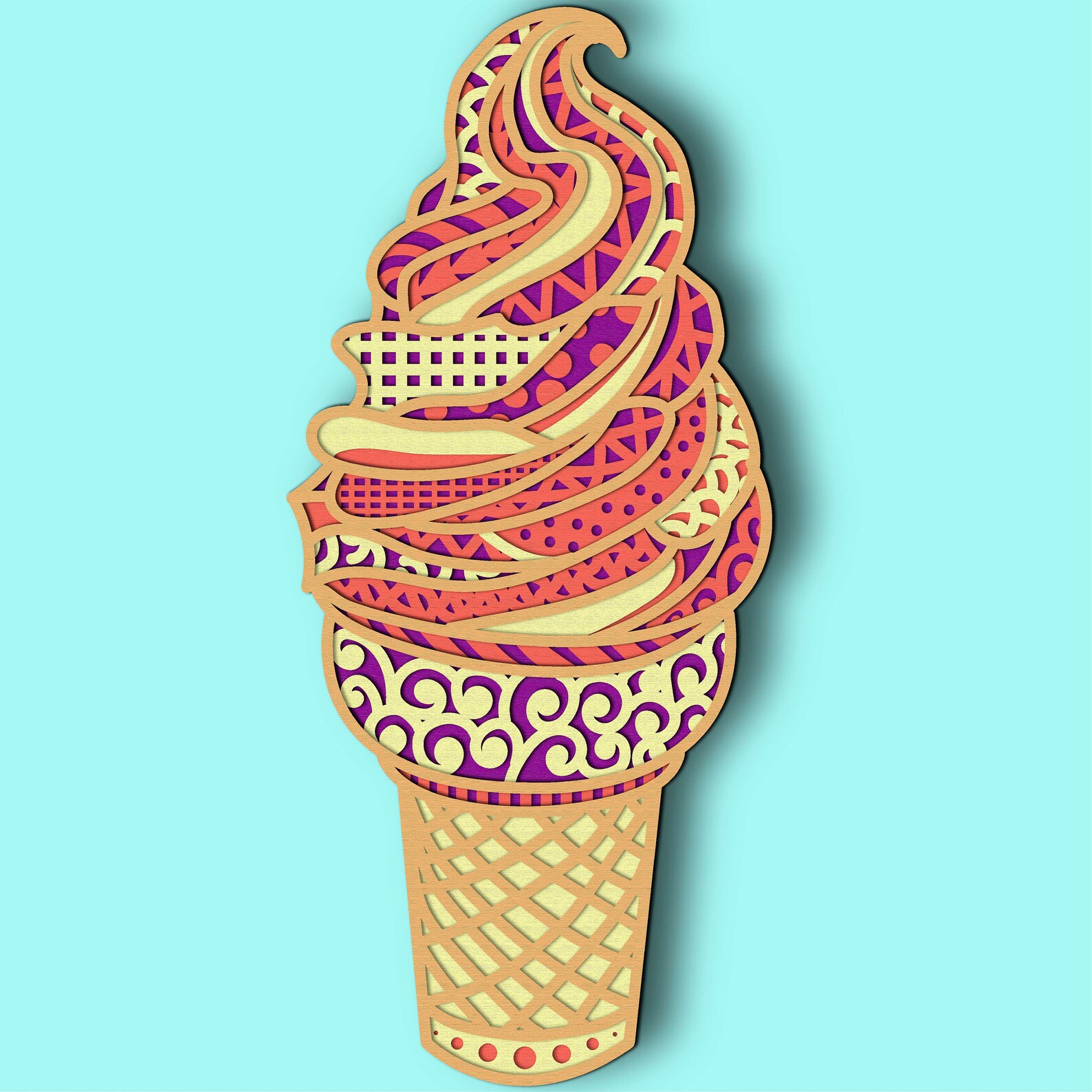 Ice Cream 3D Layer SVG/ Ice Cream 3D Mandala/ Ice Cream Paper - Etsy