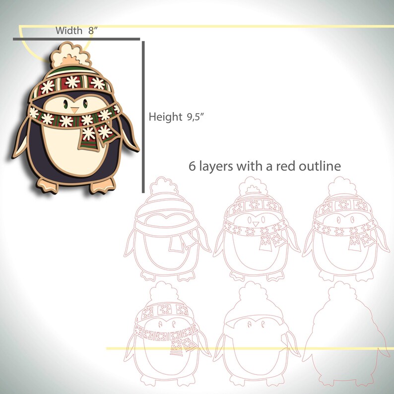 3D Penguin SVG: Christmas Decor, Multilayer Cut File Cricut&glowforge ...