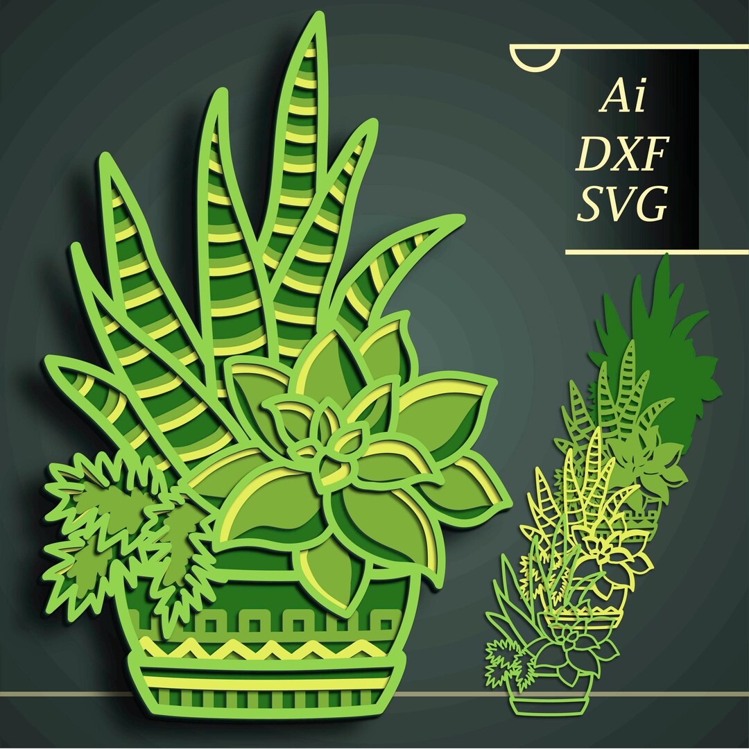 3D Succulent SVG/ Multilayer Cut File, Cricut&glowforge, Shadow Box ...