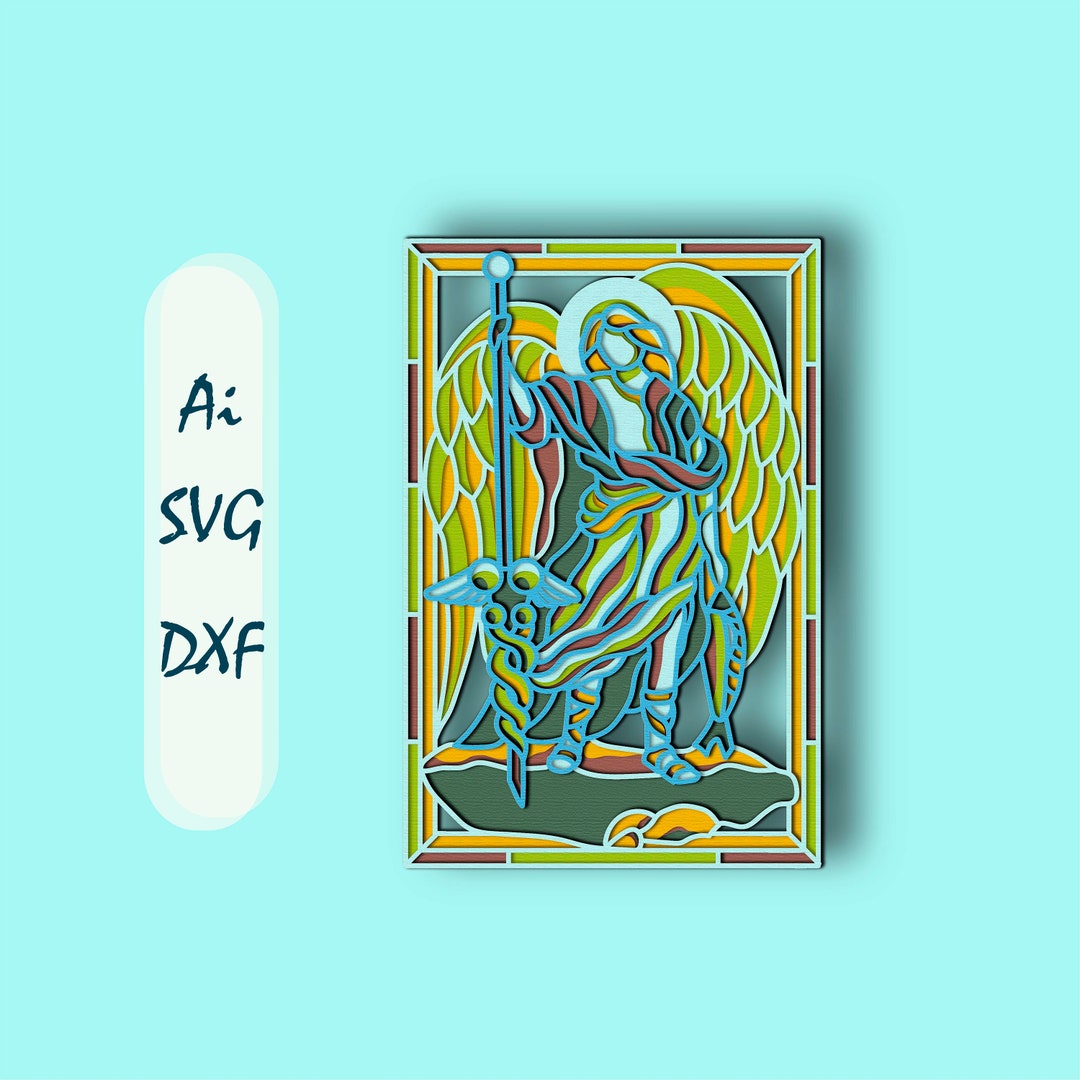 St. Raphael 3D Layer SVG/ St. Raphael 3D Mandala/ St. Raphael Paper Cut ...