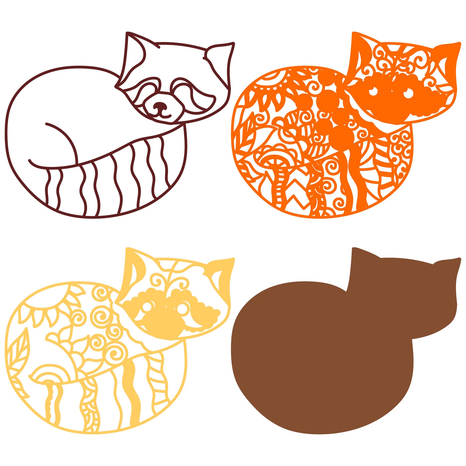 Red Panda 3D Layer Svg/red Panda 3D Mandala/panda Paper - Etsy