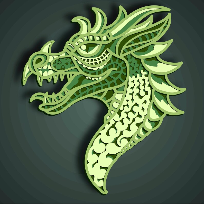 3D Dragon SVG, Multilayer Cut File Cricut&glowforge, CNC, Layered ...