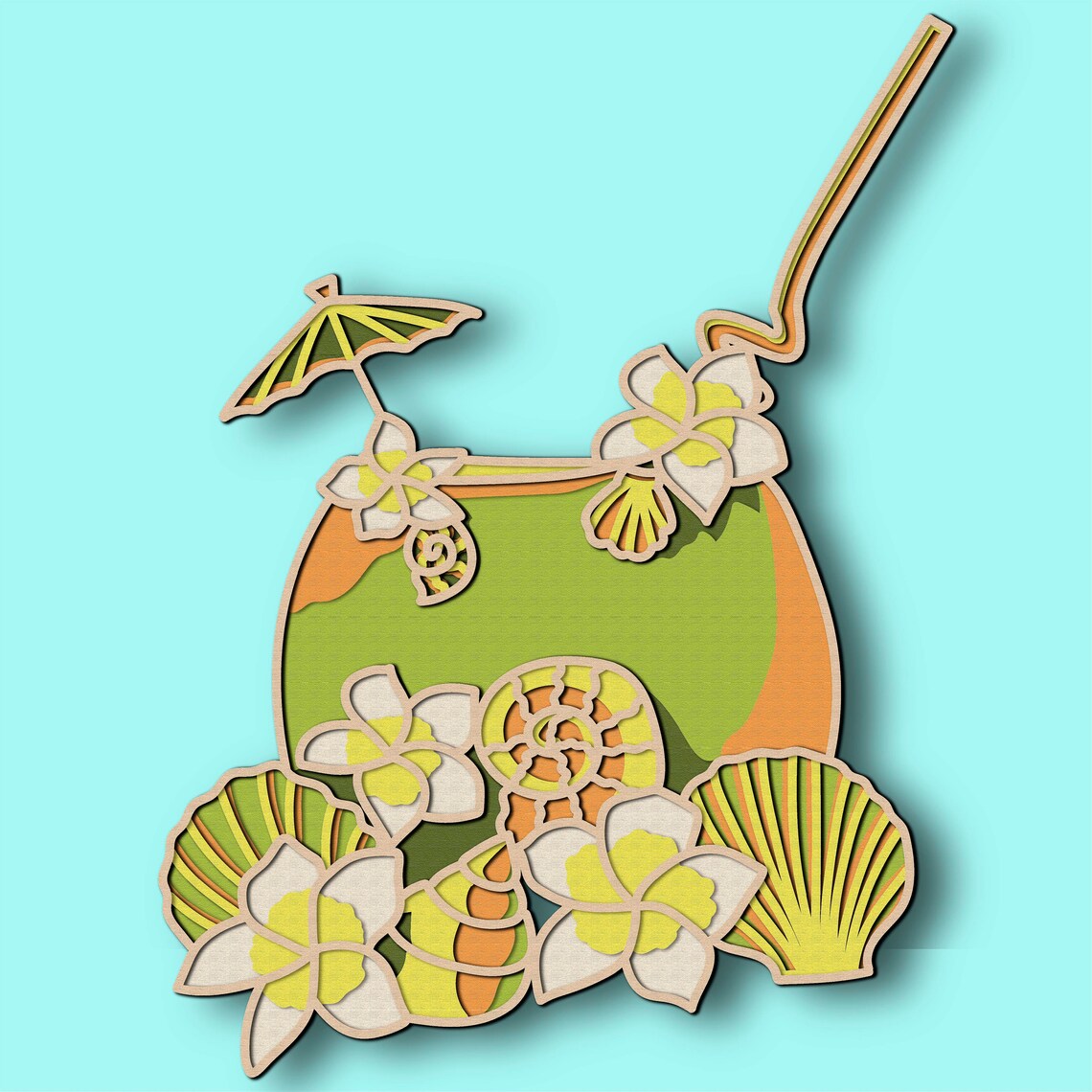 Cocktail Svg 3d Layer/ Cocktail 3D Mandala/ Cocktail Paper - Etsy