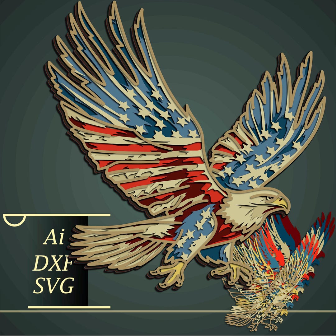 3D Eagle SVG/ Patriotic Papercut, Multilayer Cut File Cricut&glowforge ...