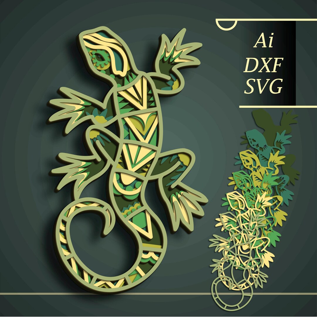 Lizard Multilayer SVG/ Lizard 3D Mandala/ Lizard Paper Cut/ Plywood Cut ...