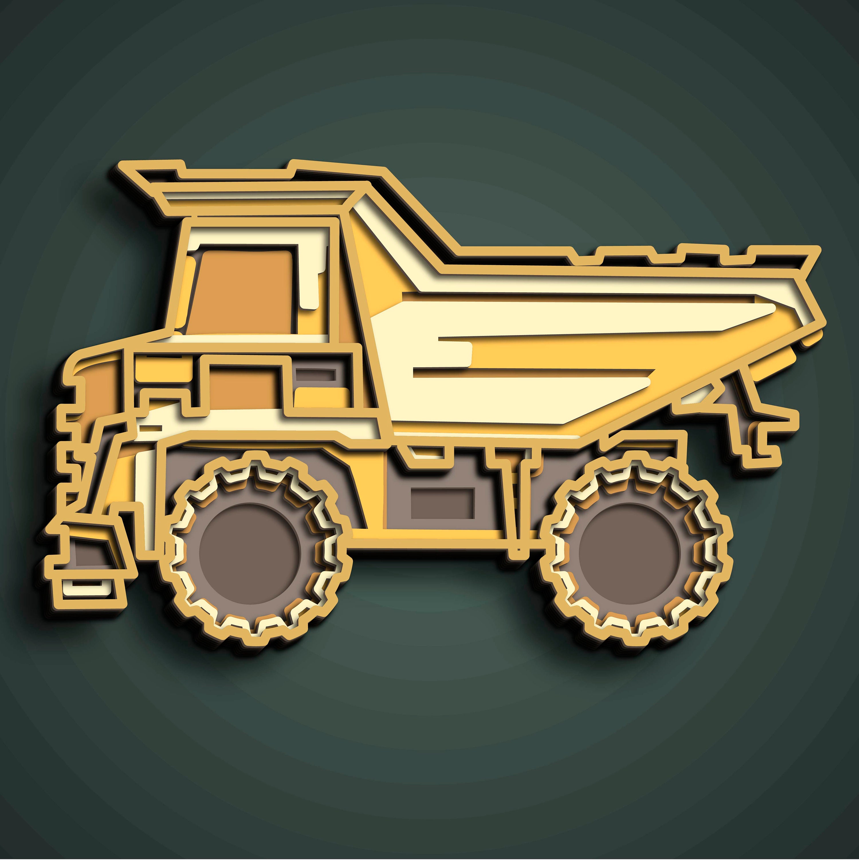 3D Dump Truck SVG, Multilayer Cut File Cricut&glowforge, Layered Shadow ...
